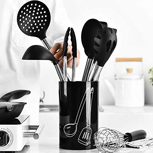 LMMDP 9 in 1 Silicone Handle Cookware Silica Gel Utensils Kitchenware Non Stick Pan Shovel Spoon Spatula Kitchen Cooking Tool Set