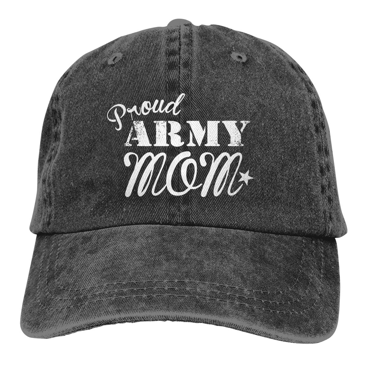 MSGUIDE Women's Proud Army Mom Baseball Cap Vintage Cotton Washed Distressed Adjustable Dad Hat Black
