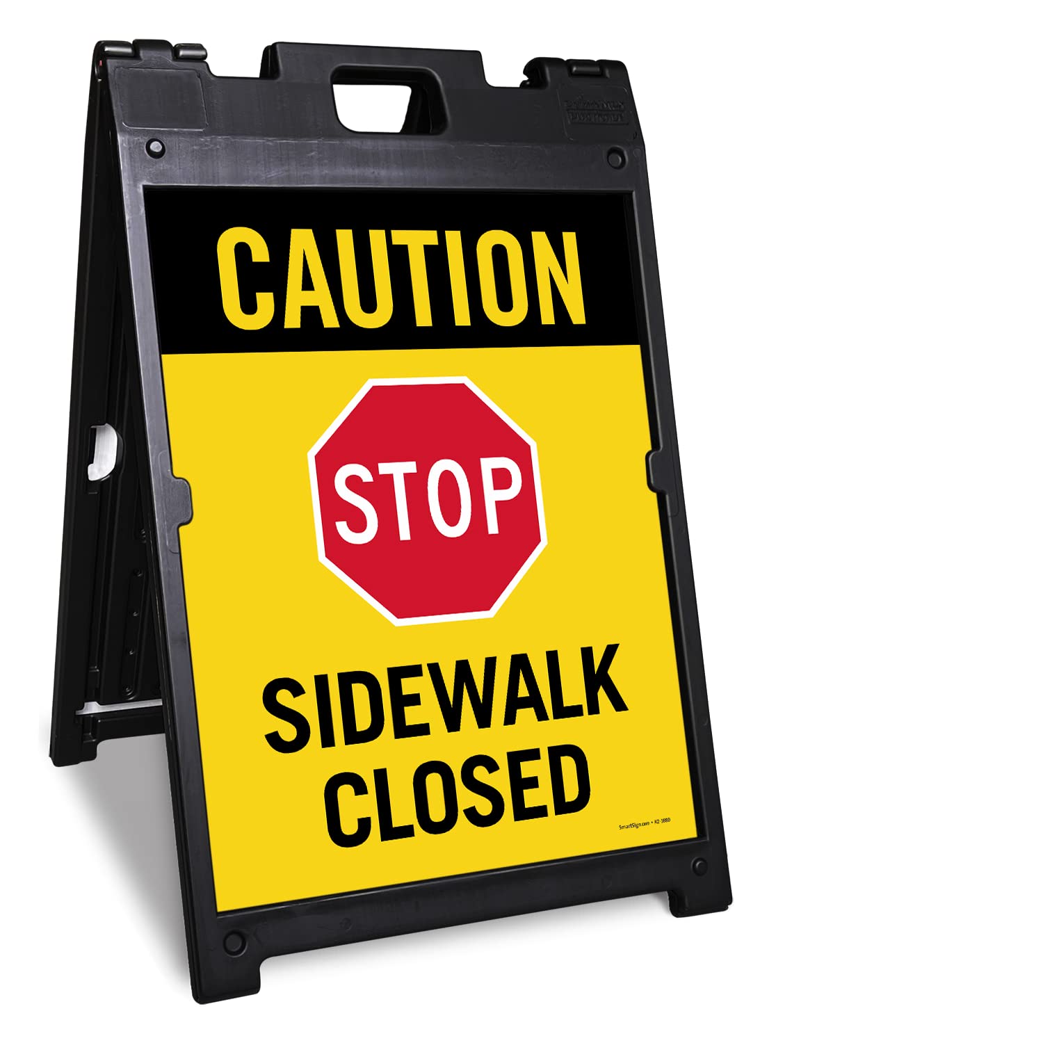 SmartSign 24 x 18 inch âCaution - Stop Sidewalk Closedâ Two-Sided BabyBoss A-Frame Sign Kit, Plastic, Multicolor (1 A-Frame + 2 Sign Panels), Made in USA