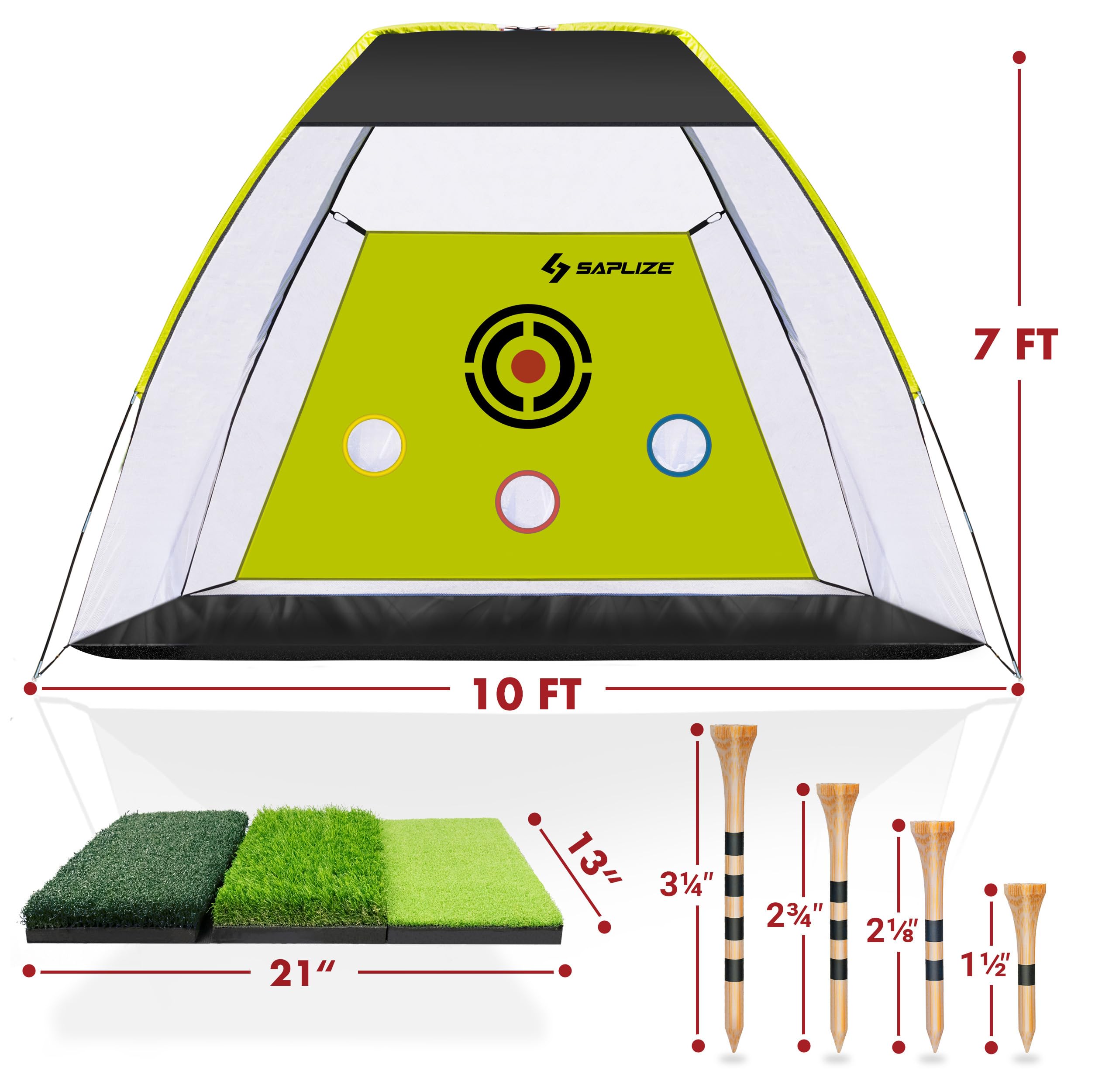 SAPLIZE Innovative Golf Practice Net, 10 x 7 ft High Impact Golf Hitting Aid Net for Backyard Driving, Chipping