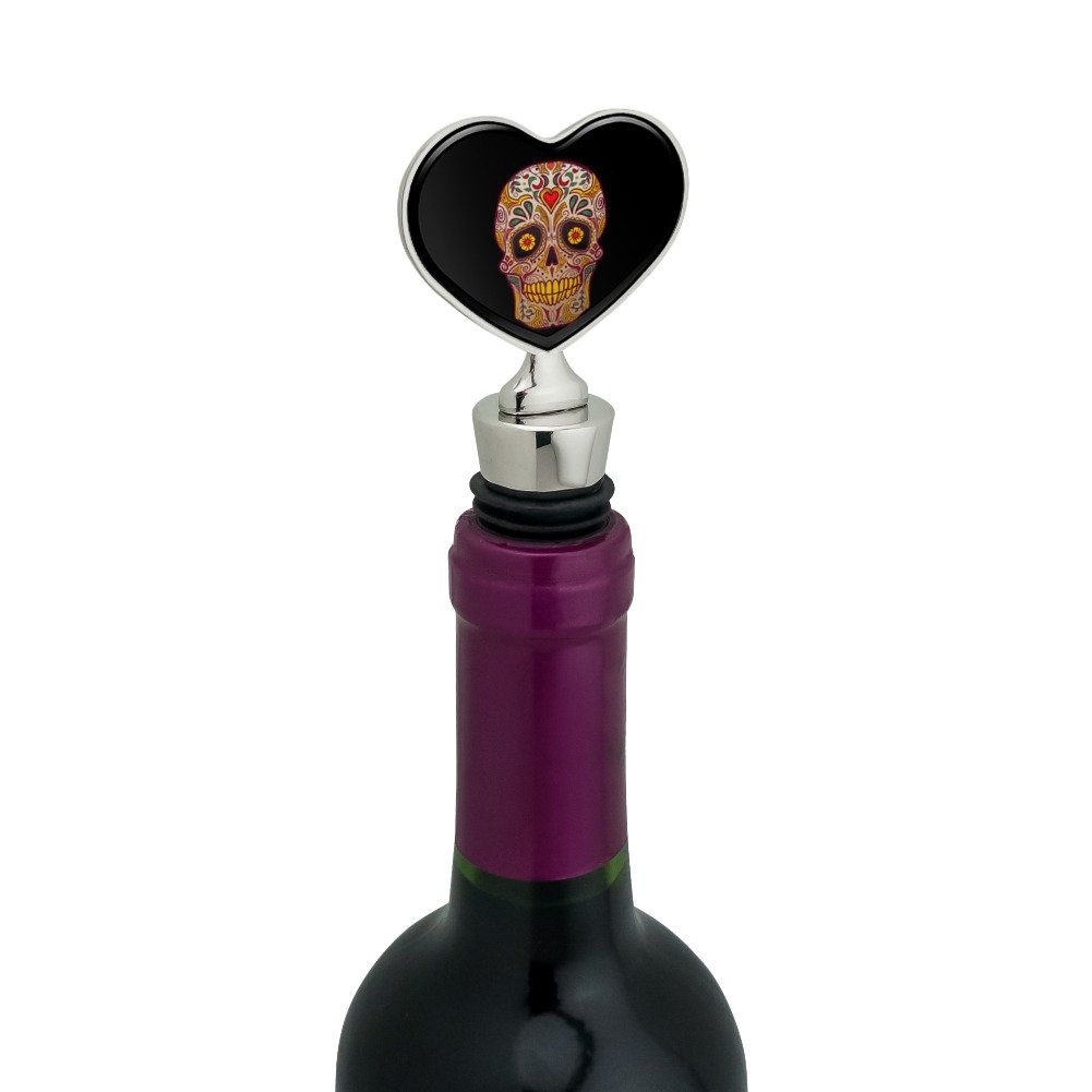 Skull Day of the Dead Southwestern Heart Love Wine Bottle Stopper