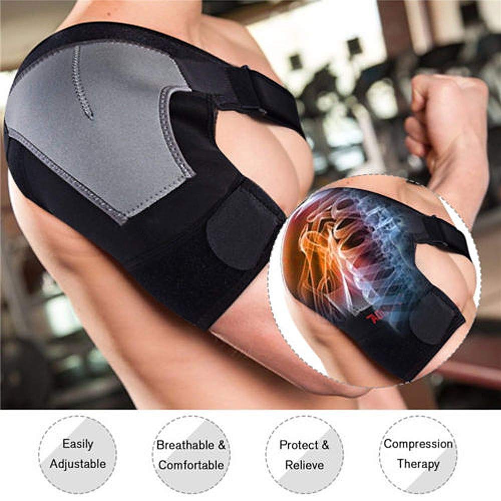 Ksmiley Shoulder Brace for Men and Women Torn Rotator Cuff Compression Sleeve Wrap Arm Strap Immobilizer Support Relief for Sports Shoulder Injuries, Pain, Tendonitis, One Size,Left