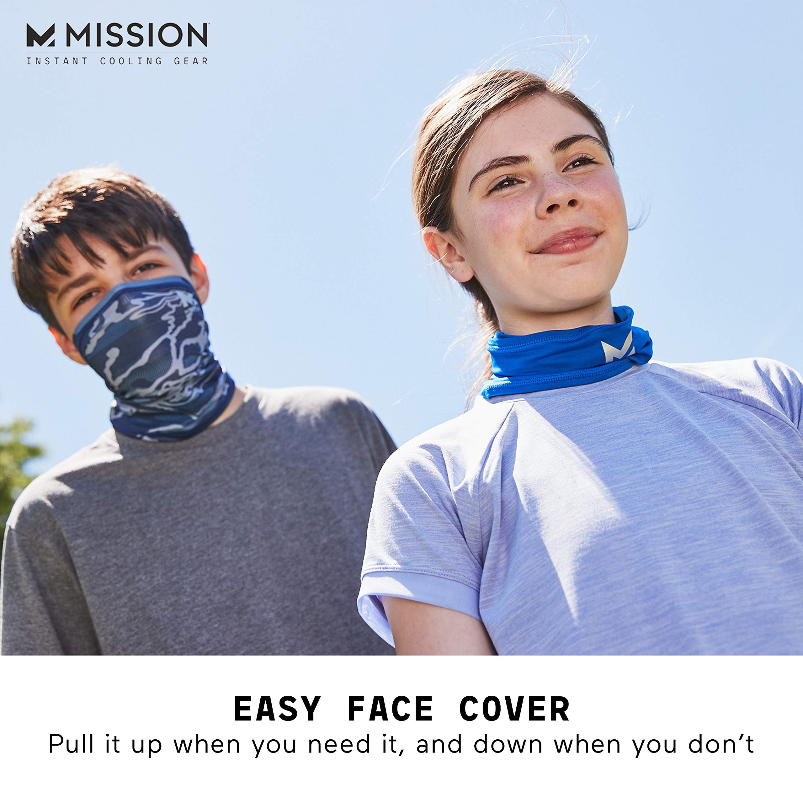 MISSION Cooling Youth Neck Gaiter 6+ Ways to Wear, Face Mask, UPF 50, Cools When Wet- Matrix Camo Bering Sea
