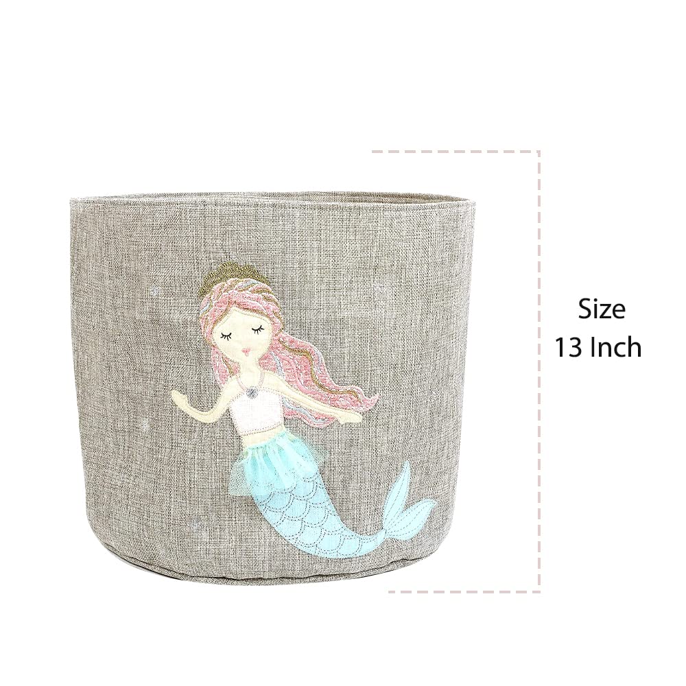 MON AMI Premium Mermaid Round Storage Basket – 13”, Small Storage Bins for Kids, Shelves, Organizing, Baby Toy Organizers and Nursery Storage