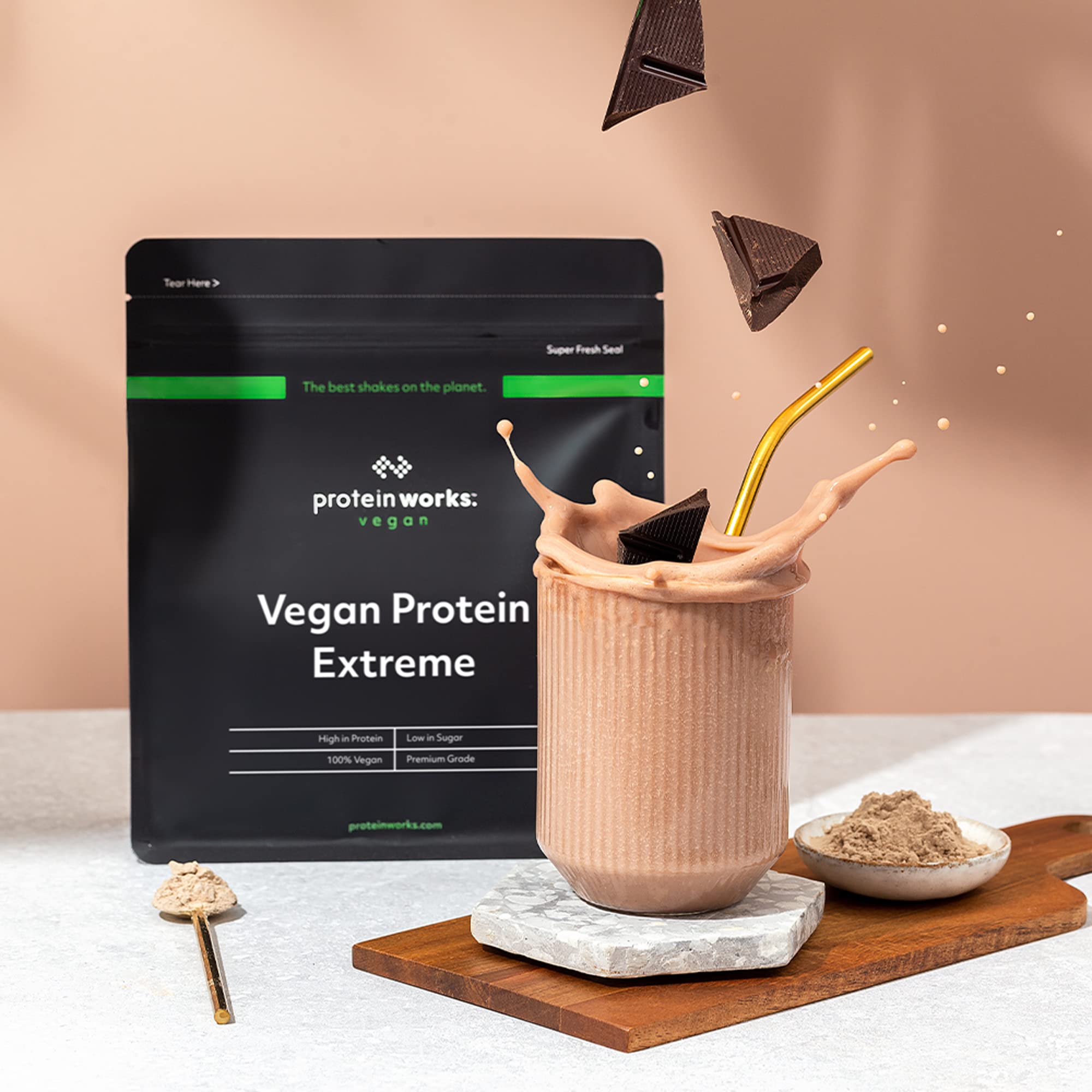 Protein Works - Vegan Protein Extreme | 29g Protein | Plant Based Shake| Multi-Source Protein Blend | Chocolate Fudge Brownie | 1.10 Pounds