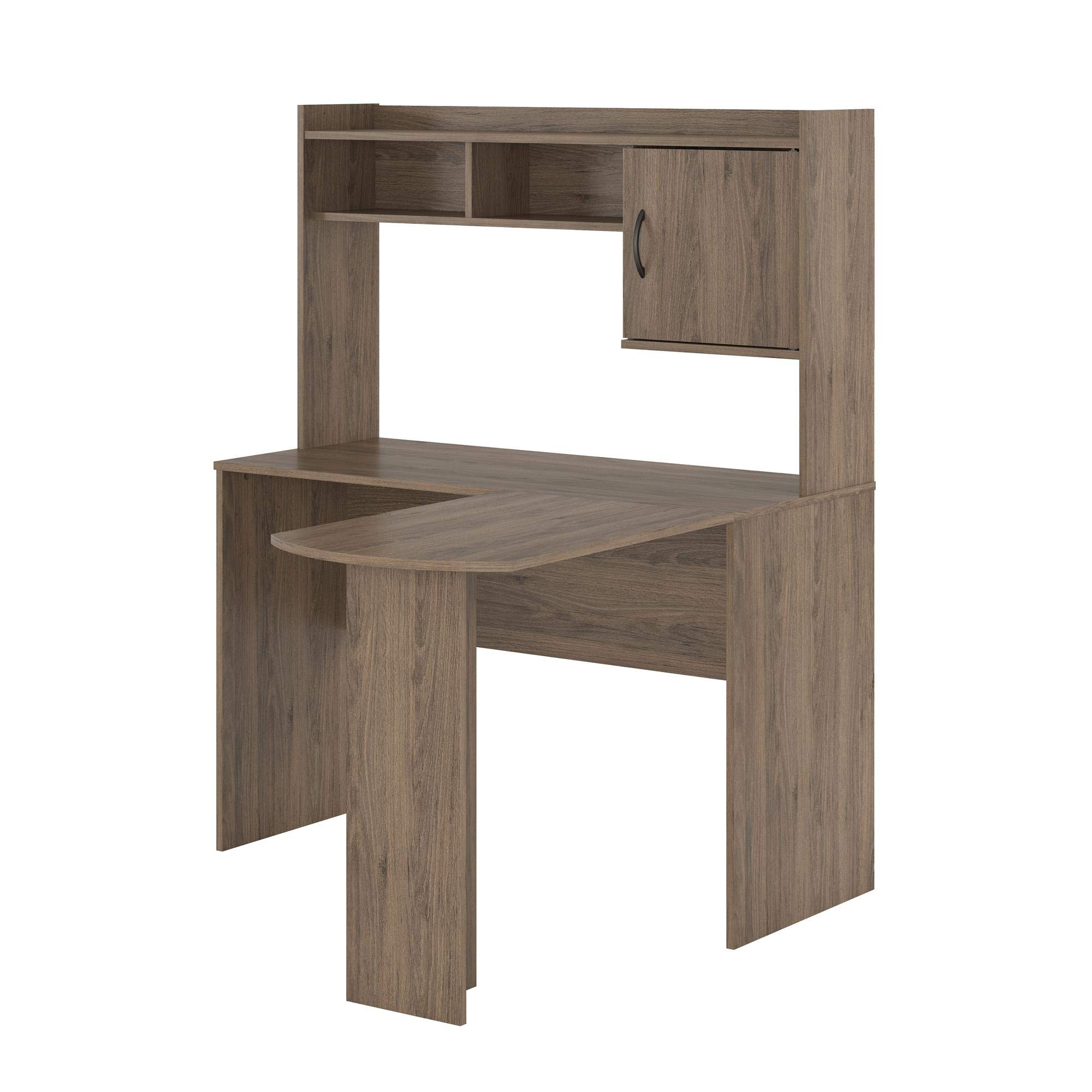 Mainstays' L-Shaped Desk with Hutch, Multiple Colors (L-Shaped Desk with Hutch, Rustic Oak Desk)