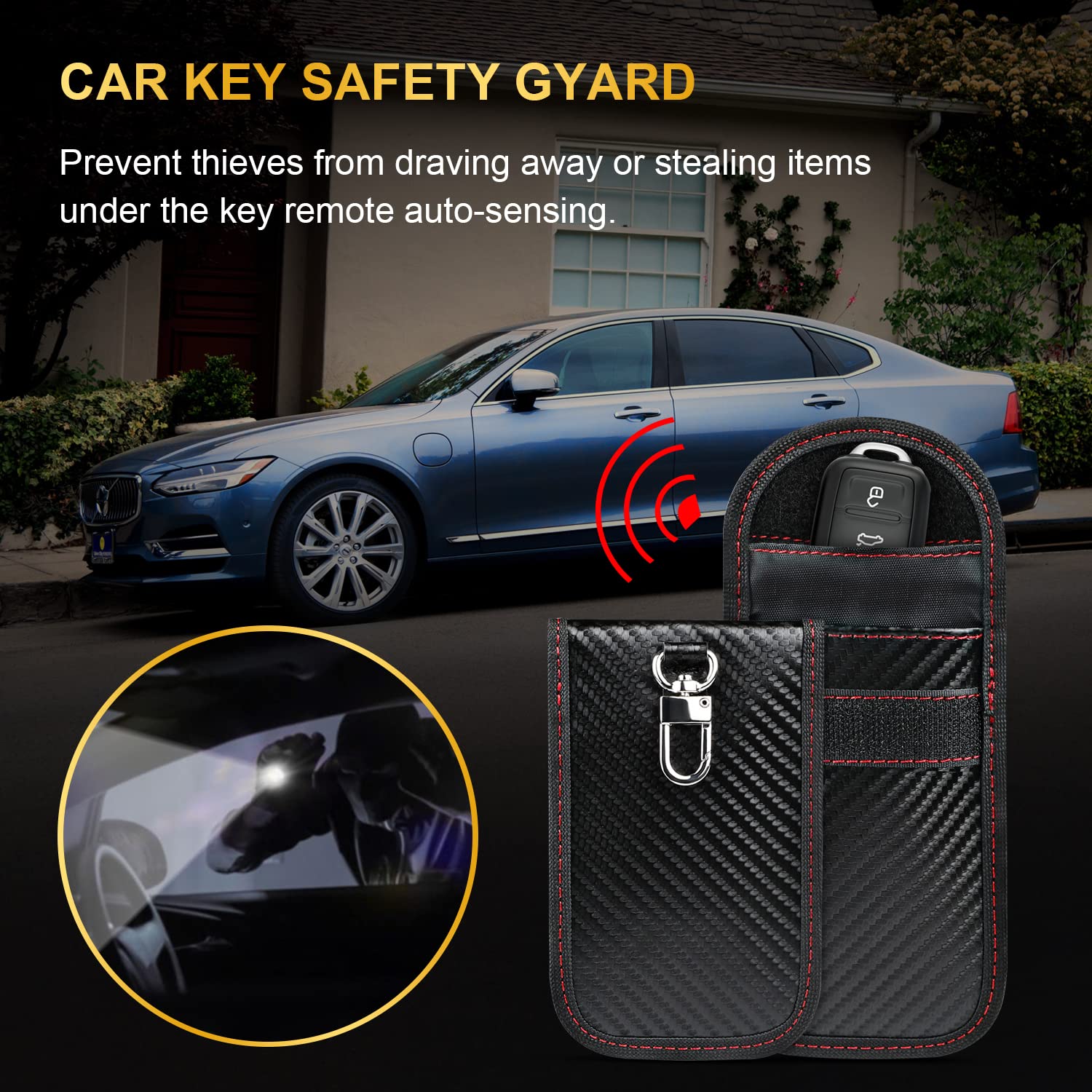 Ouzorp Faraday Bag, 2 Pack Faraday Key fob Protector, Signal Blocking Faraday Bag for Key Fob
