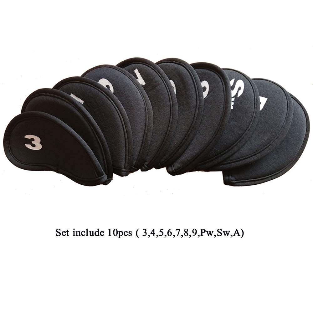 LARATH 10 Pcs Golf Club Iron Head Covers Sports Neoprene Covers Elastic Standard Protection Sleeves with Number Marks