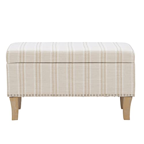 Linon Linen Stripe Upholstered Storage Stephanie Ottoman