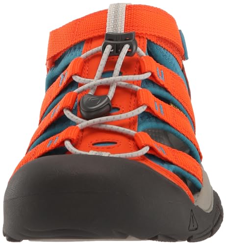 KEEN Newport H2 Closed Toe Water Sandals, Safety Orange/Fjord Blue, 8 US Unisex little kid