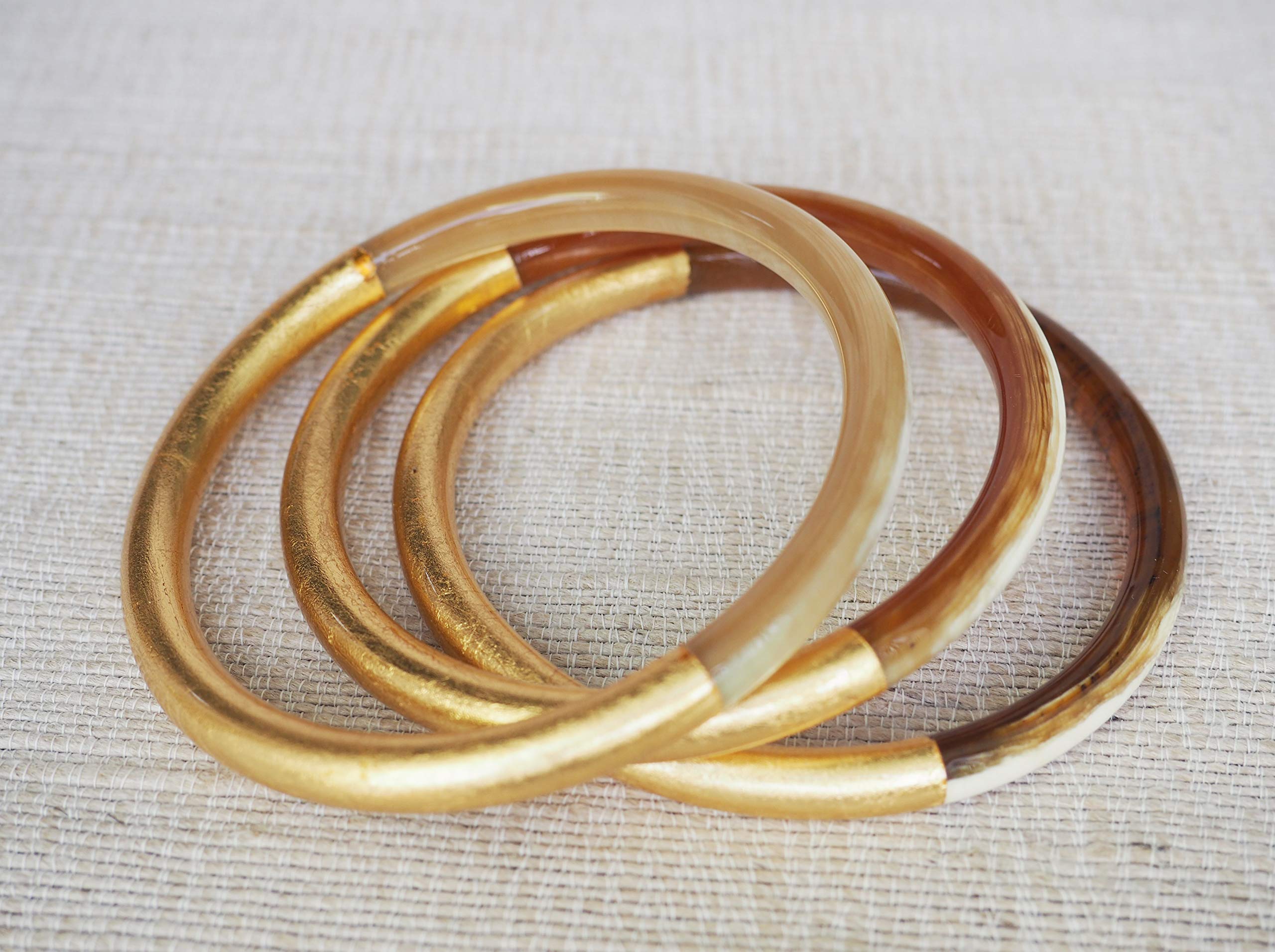 MosaiK Gold Natural Buffalo Horn Bracelet Set 03 Bangles