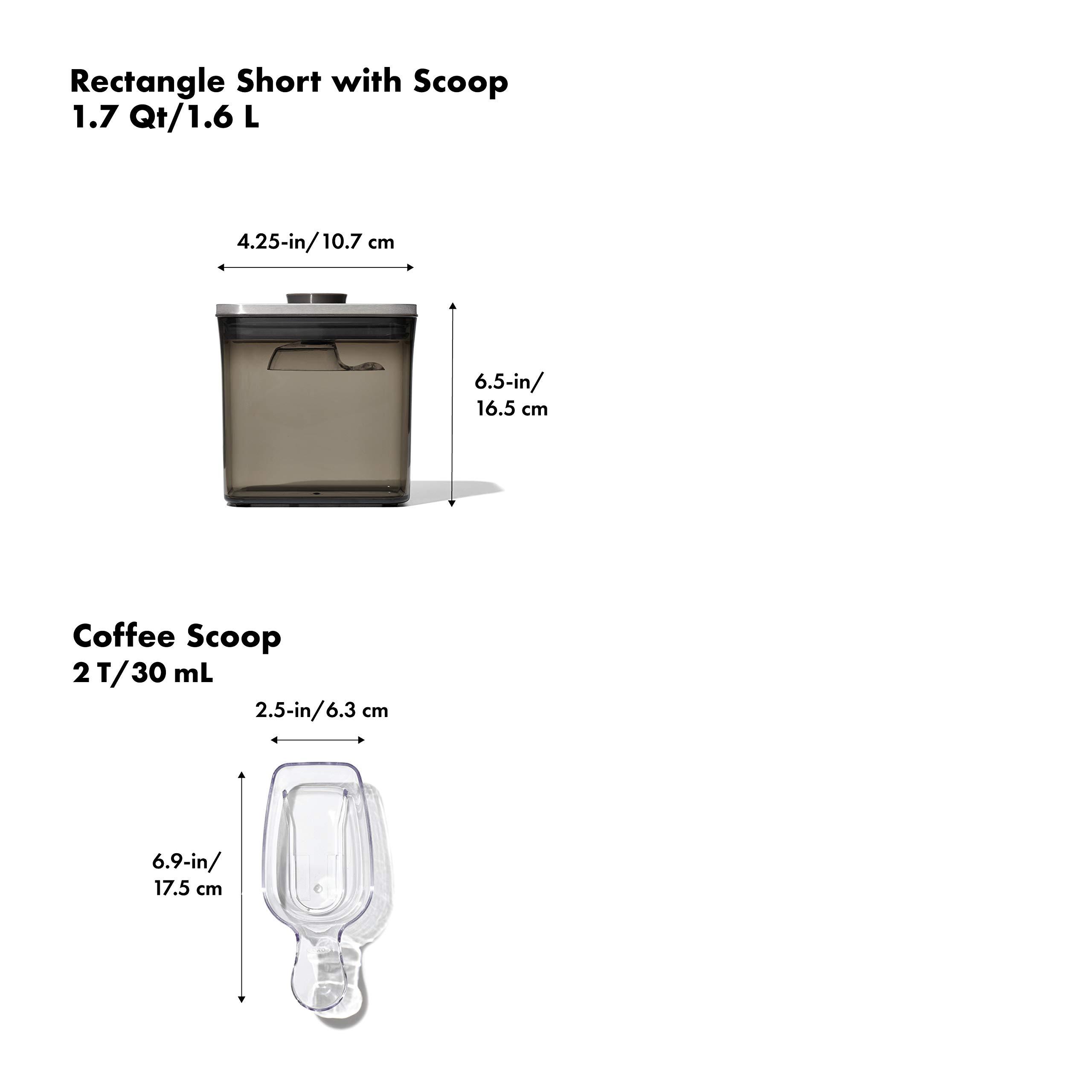 OXO Steel POP Coffee Container with Scoop (1.7 Qt) Good Grips POP Container (1.7 Qt) | Airtight Coffee and Food Storage
