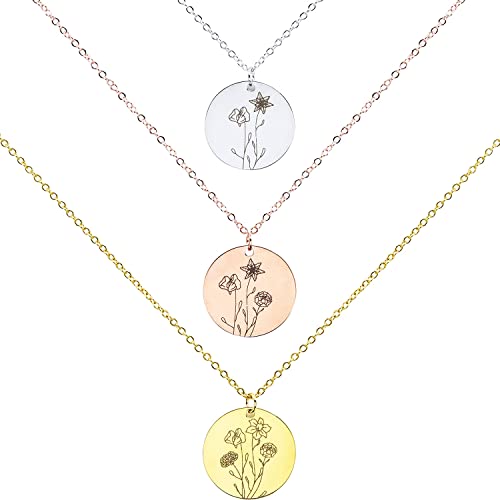 MignonandMignon Combined Birth Flower Necklace Personalized Gift For Mom Multiple Flowers Jewelry Custom Necklace For Women Mothers Day Gift - XLCN-MFL