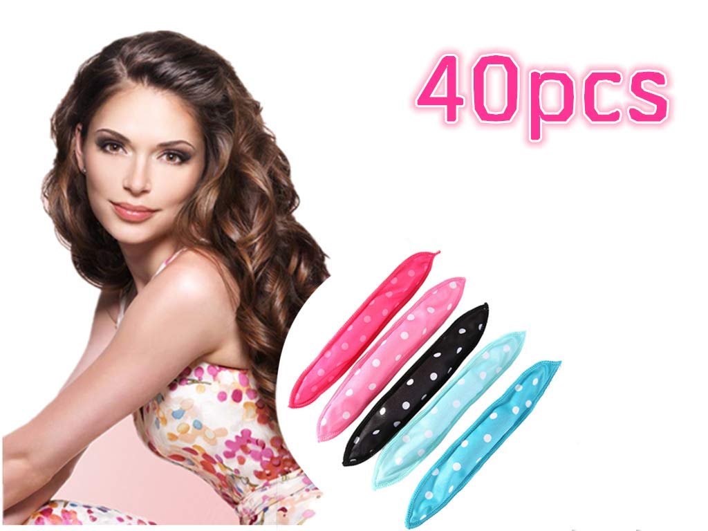 Locisne 40pcs No Heat Curlers You Can Sleep in, Hair Rollers for Long Hair DIY(5 Colors)