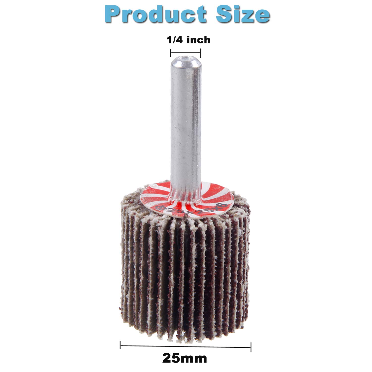 Mixiflor 50 Pack Abrasive Flap Wheel Sande,1" x 1" x 1/4" Shank Mounted Flap Wheels,80 Grit Aluminum Oxide for Remove Rust and Weld Burr,1/4 Shank Fits All Drills