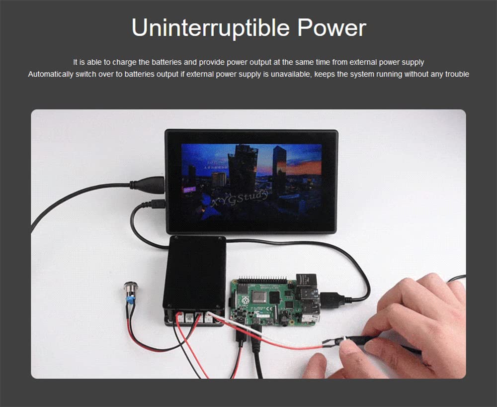 XYGStudy Uninterruptible Power Supply Module for Raspberry Pi Board, Supports Charging and Power Output at The Same, Time 3S & 5V 5A Output (UPS Module 3S)