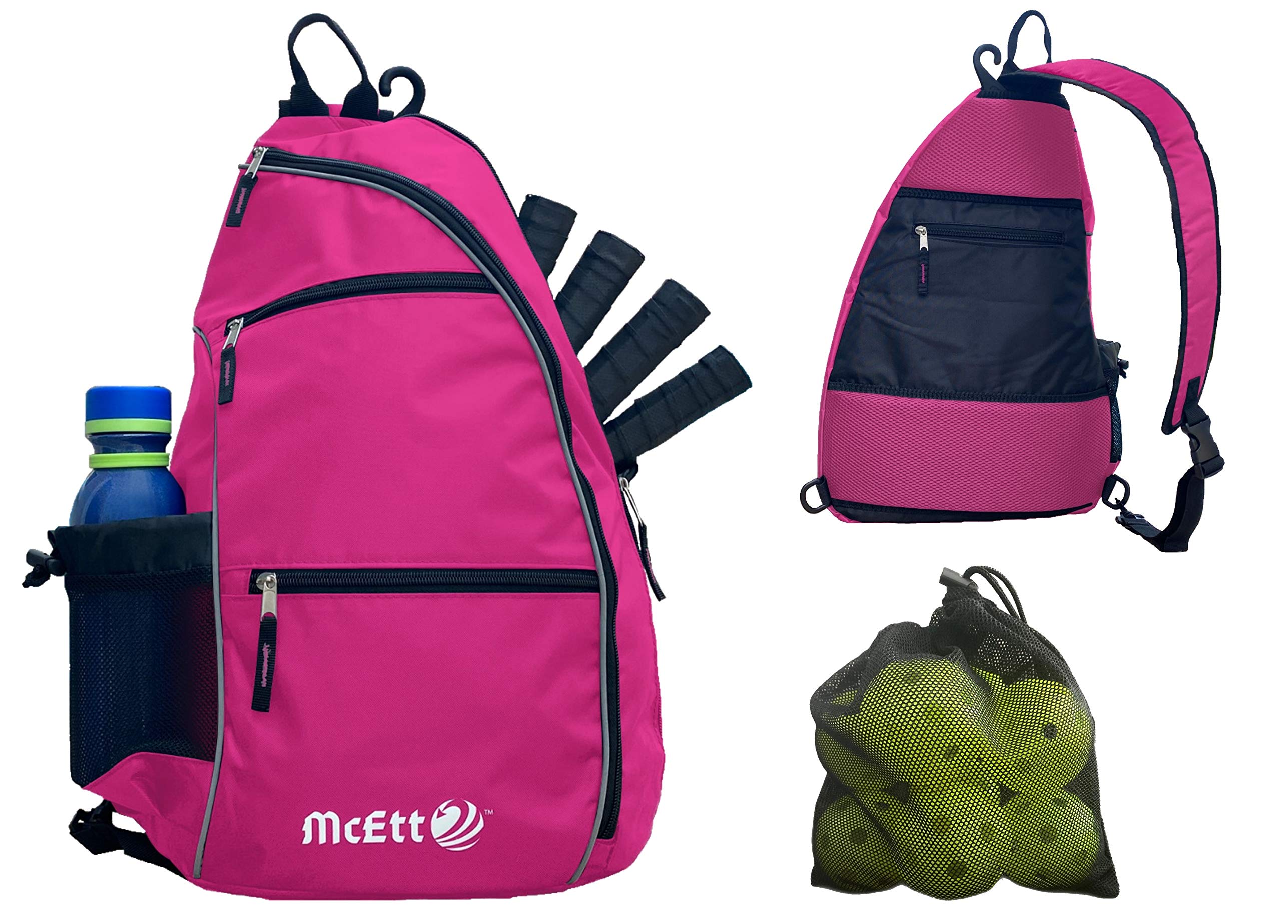 McEtt Pickleball Sling Bag – Adjustable Crossbody Backpack for Women Men – Holds Pickleballs, Paddles, Water Bottle, Gear