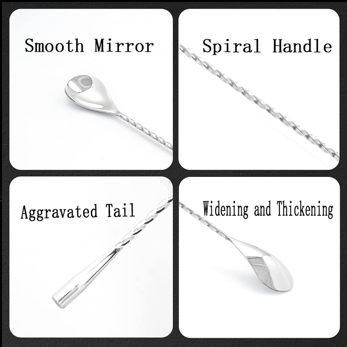 Mixing Spoon(2021 New)Bar Spoons 12 Inch Cocktail Spoon Stainless Steel Spiral Long Handle Tall Spoon Drink Mixing Spoon Silver 2pcs