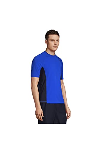 Lands' End Mens Short Sleeve Swim Tee Rash Guard Vibrant Blue Tall Large