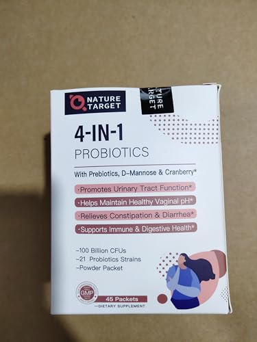 NATURE TARGET Probiotics-for-Women Prebiotics-and-Probiotics-Powder, 100-Billion-CFUs 45-Day-Supply, Women's-Probiotic with D-Mannose and Cranberry for Urinary Tract/Gut/Digestive Health