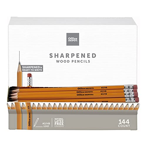 Office DepotÂŽ Brand Gravity Feed Woodcase Pre-Sharpened Pencils, 2.2 mm, HB Hardness, Yellow, Box Of 144 Pencils