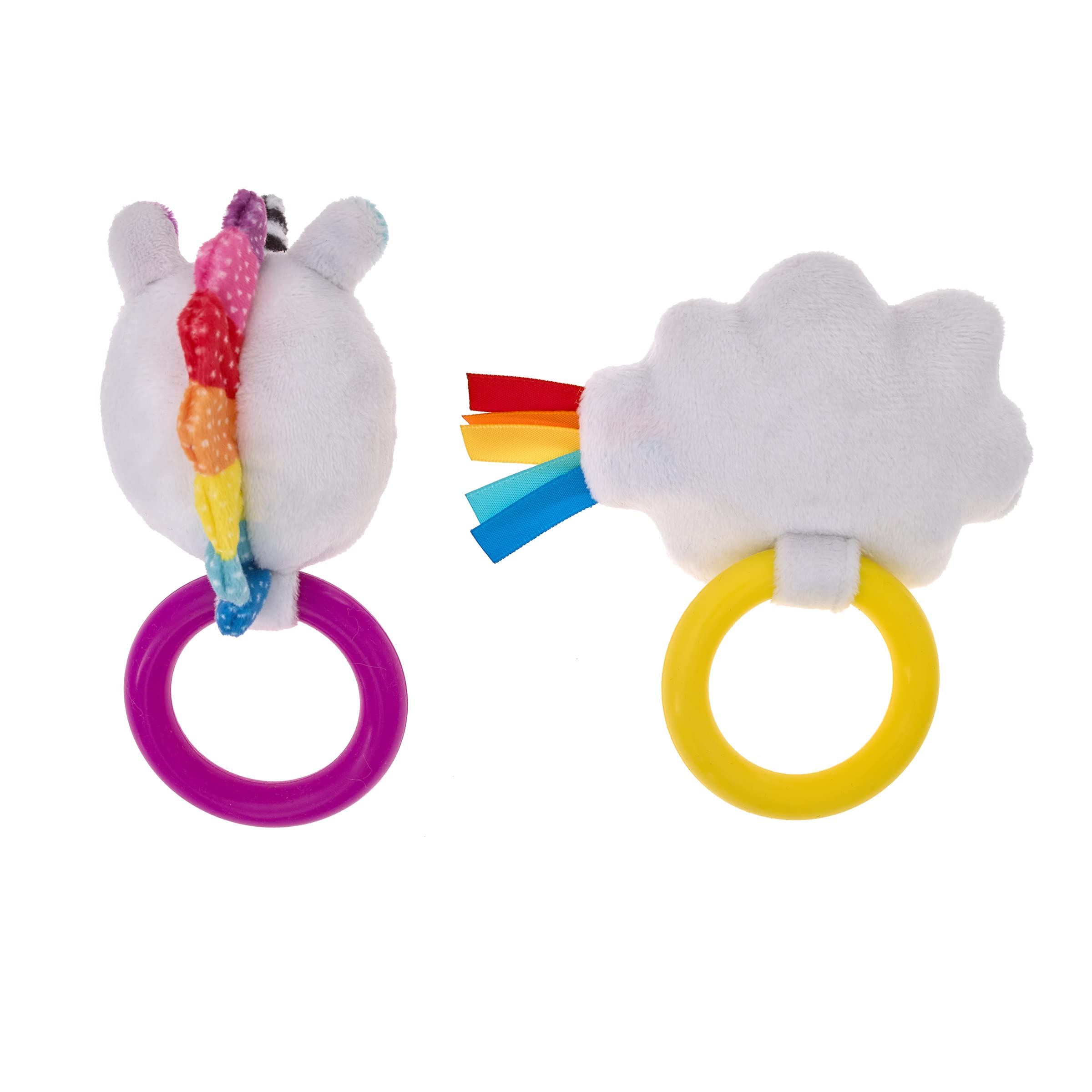 Sassy Baby Larry Llama and Cactus Multi-Colored Developmental Plush Teether Rings Two Pack with Rattle