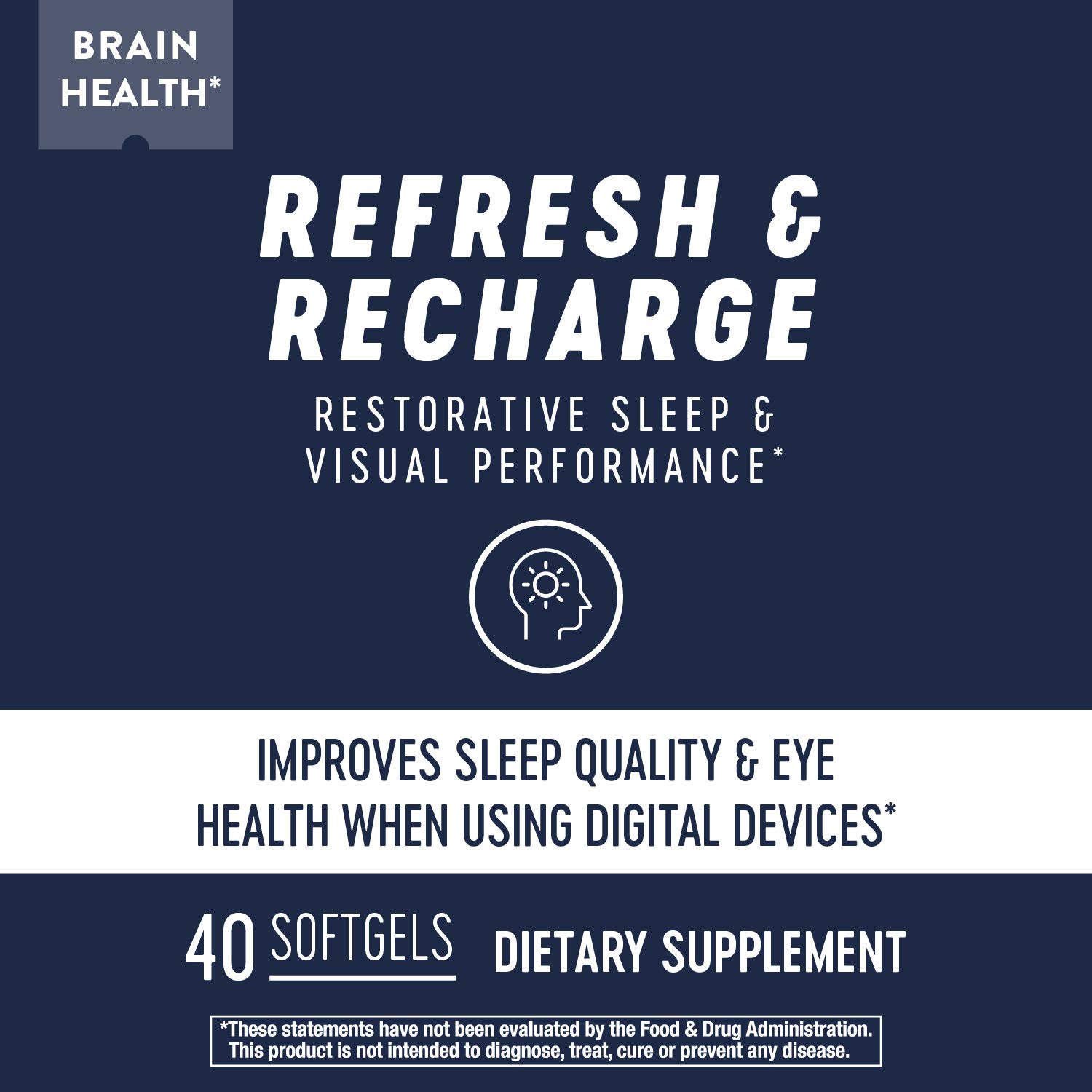 Nature's Way Refresh & Recharge Nootropic, Supports Brain Health*, Improves Sleep Quality*, with Lutemax 2020, 40 Softgels