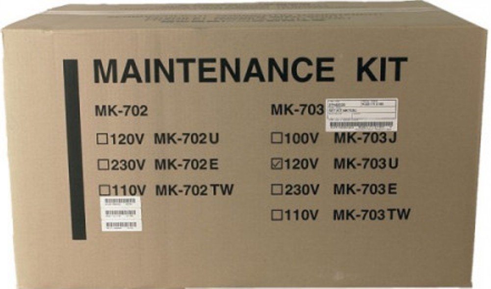 Kyocera 2FH82020 Model MK-703 120V Maintenance Kit For use with Kyocera FS-9520DN Monochrome Laser Printer; Up to 500000 Pages Yield; Includes Fuser, Drum Assembly, Developer Assembly and Transfer Uni