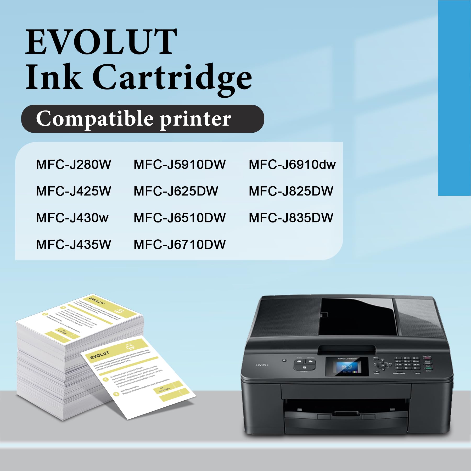 LC75 High Yield Ink Cartridge (5-Pack, 2BK/1C/1M/1Y) - Eout Compatible LC75BK LC75C LC75M LC75Y Ink Cartridge Replacement for Brother LC75 MFC-J280W MFC-J425W MFC-J430w MFC-J435W Printer