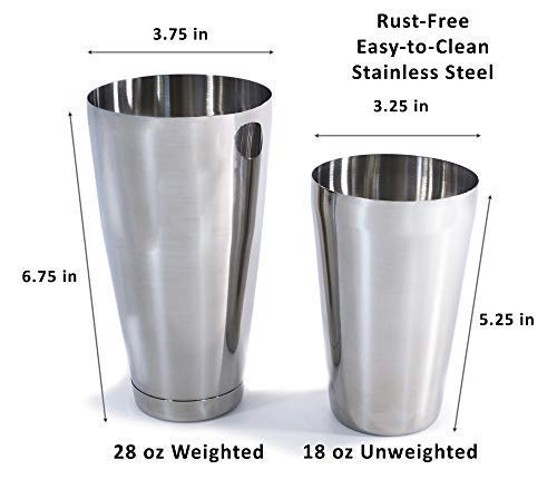 Southern 94 Boston Shaker Bartending Set with 28 Ounce Weighted, 18 oz Unweighted Tin Shakers and Hawthorne Strainer, Cocktail Mixers for The Home Bar Mixologist or Professional Bartender