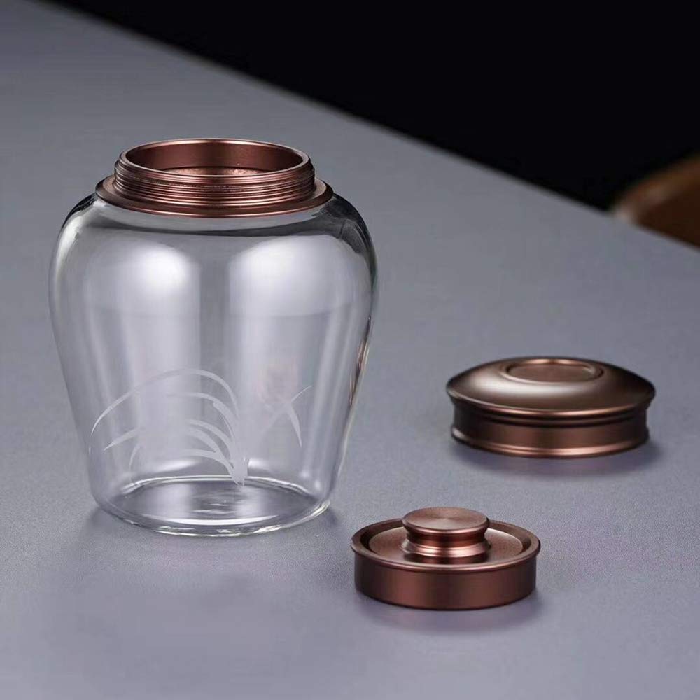 Kitchen Food storage jar Double-sealed aluminum alloy lid glass jar 500ml,16.9oz Storage cans for nuts, coffee beans and scented tea
