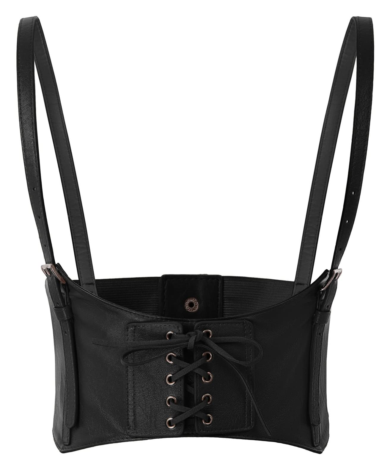 Scarlet Darkness Women Elastic Cincher Belt Corset Underbust Faux Leather Corset Belt Black and Brown S