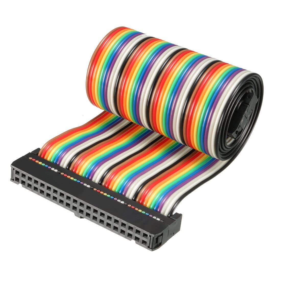 Tool parts IDC Rainbow Wire Flat Ribbon Cable 40 Pins 50cm Length 2.54mm Pitch Type-C