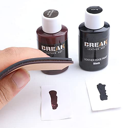 Leather Edge Paint,Black and Friar Brown Kote,Color Coated Leather Frame, Wallet, Shoulder Bag, Backpack, Leather, Edge Repair, Leather Repair Tool (Black+Brown)