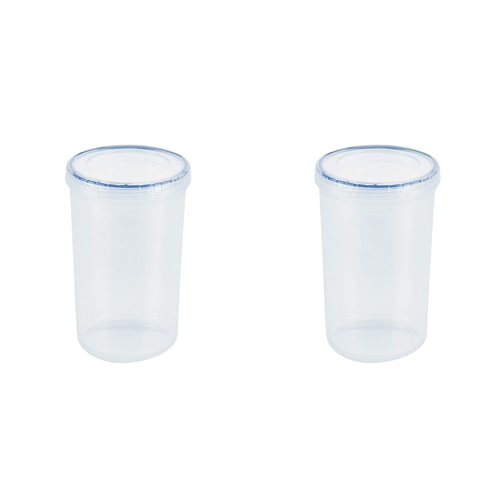 LocknLock Easy Essentials Twist Food Storage lids/Airtight containers, BPA Free, Tall-44 oz-for Pasta, Clear (Pack of 2)