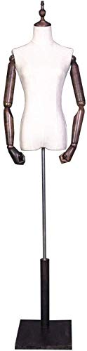Mannequin Torso Mannequin Dress Form Torso Female Tailors Dummy Dressmakers Dummies Fashion Students Display Bust with Solid Wood Arm Flexible Adjustment for Apparel Jewe