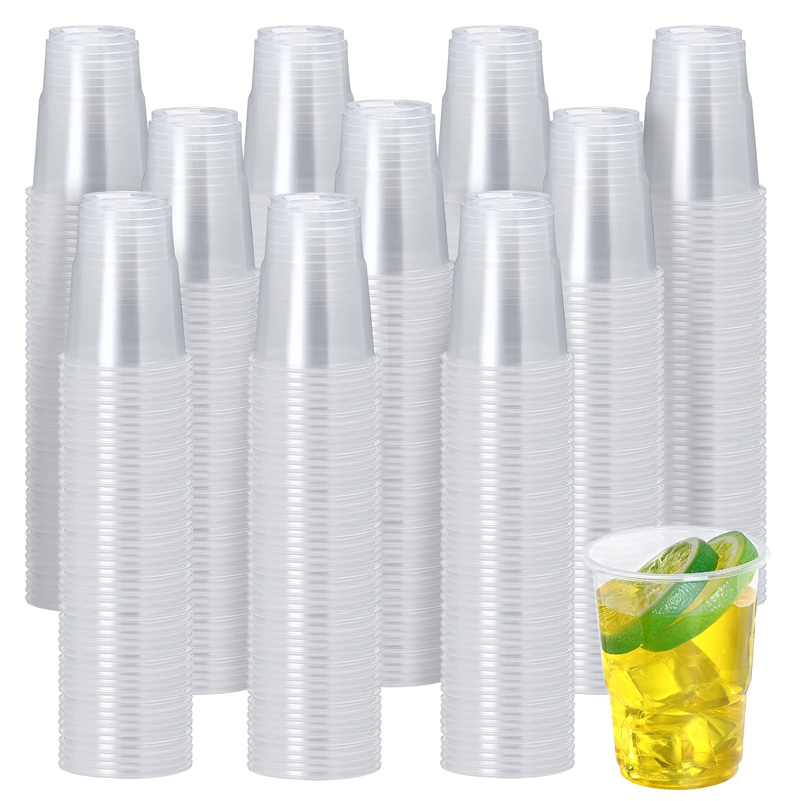 NETTEMPT 500 Pack Clear Plastic Cups,Clear Plastic Cups Tumblers, Cold Party Drinking Cups, Disposable Cups for Wedding,Thanksgiving, Christmas Party (7OZ)