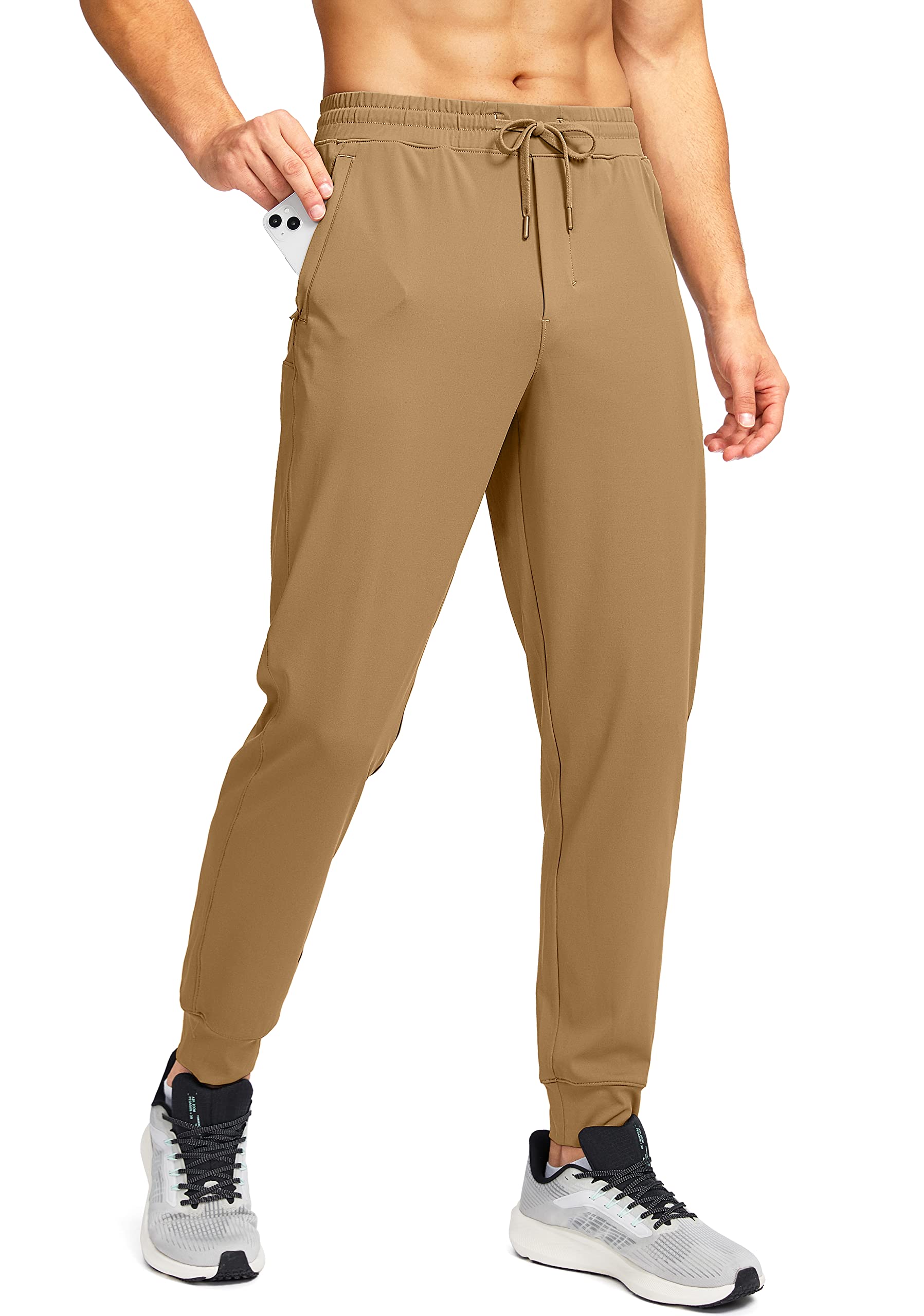 Pudolla Men's Joggers Sweatpants with 3 Zipper Pockets Workout Track Pants for Men Running Gym Walking Casual Golf(Slate Blue Medium)