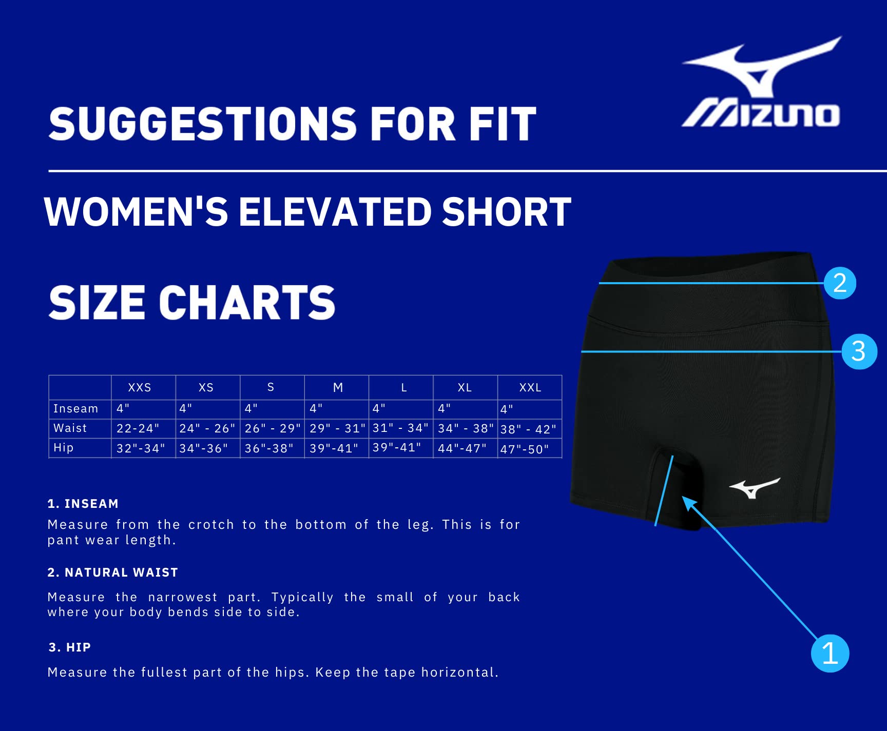 Mizuno womens Elevated 4" Inseam Volleyball Shorts, Navy, X-Small