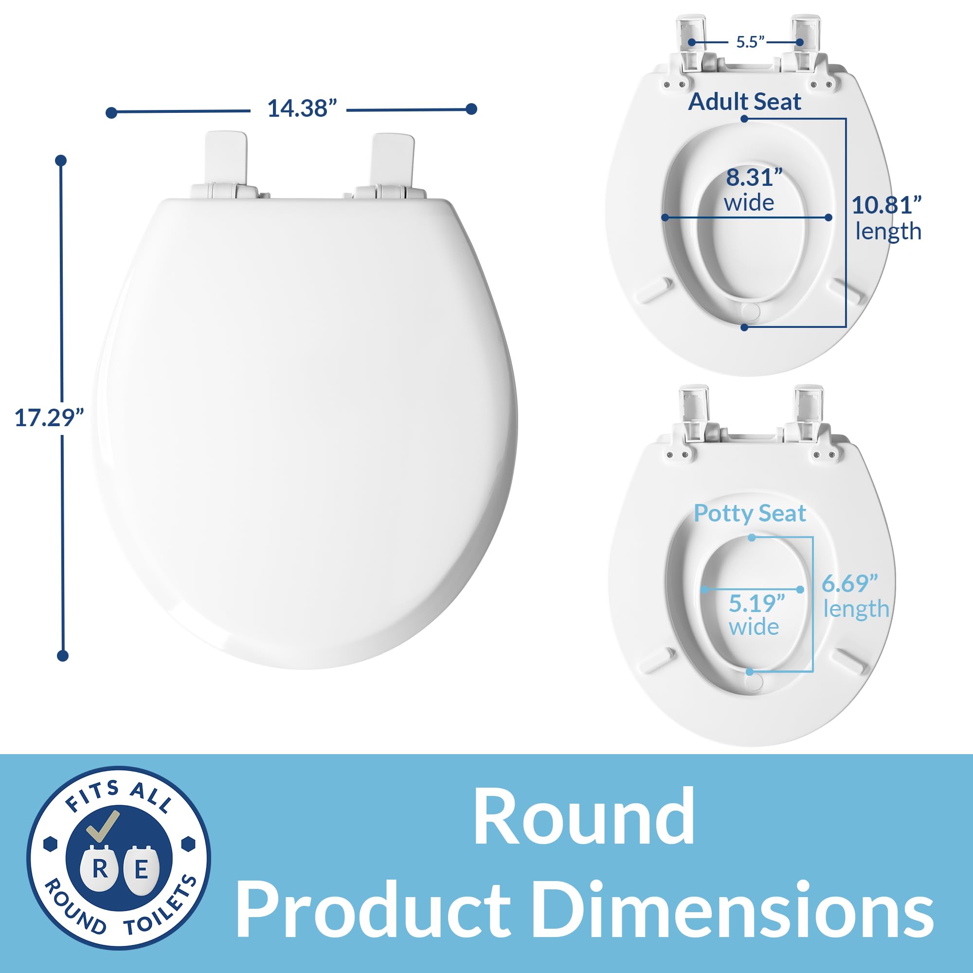 Mayfair NextStep2 Toilet Seat with Built-In Toddler Potty Training Seat, Slow Close, Easy Clean, Magnetic Removable Kids Seat, ROUND, Biscuit