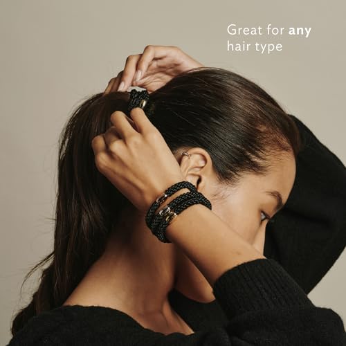 L. Erickson Grab & Go Pony Tube - Jet Set - 15 Pack Ponytail Holder Hair Ties