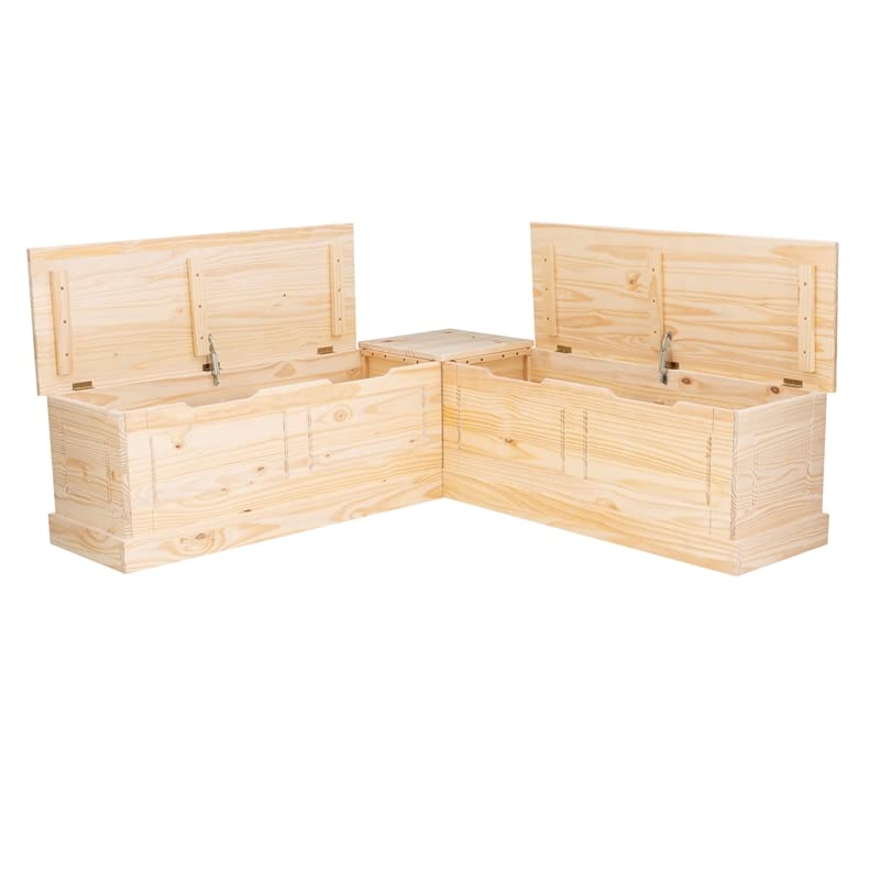 Linon Troyin Wood Backless Corner Nook in Unfinished Pine