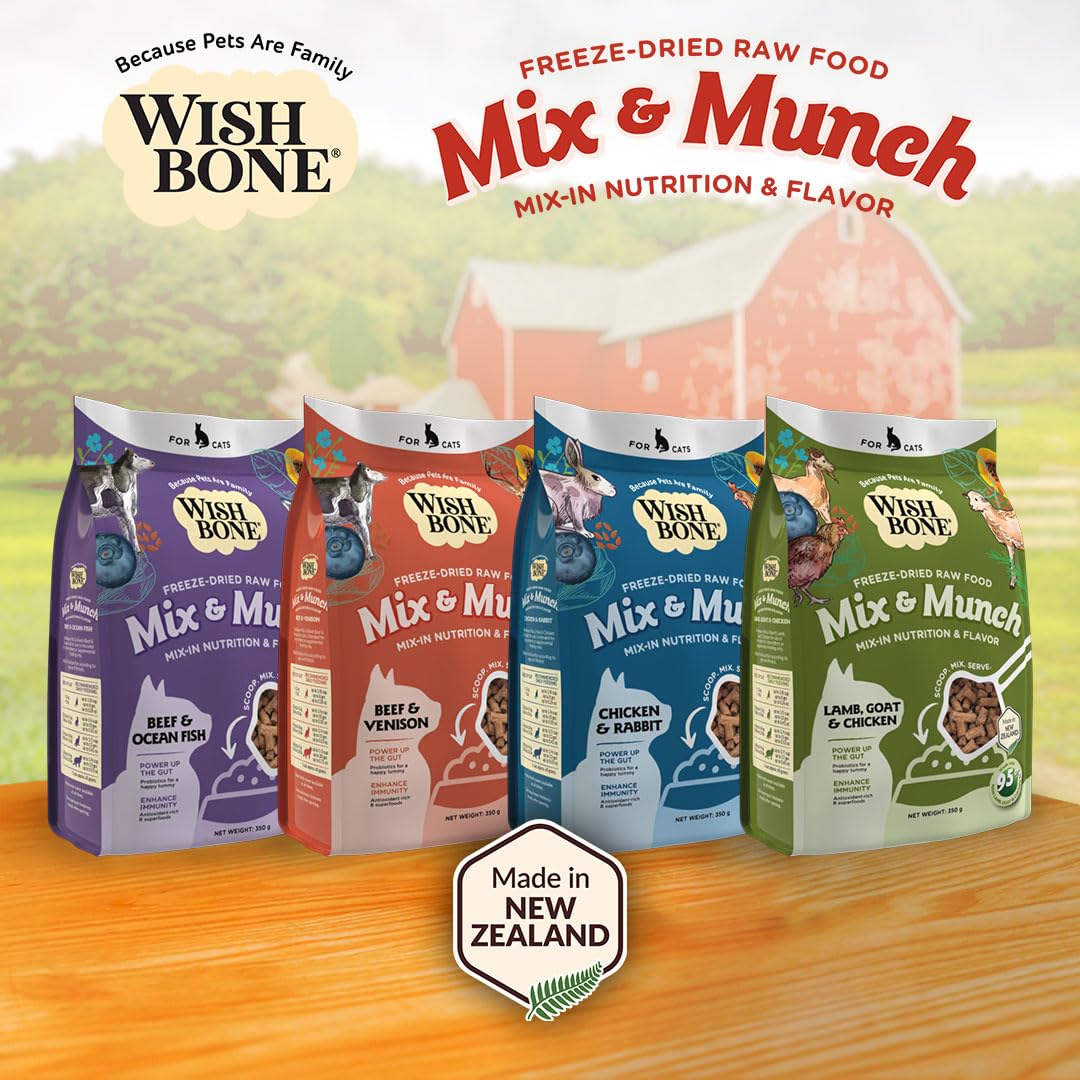 Wishbone Mix & Munch Raw Freeze-Dried Grain-Free Beef and Venison for Cats