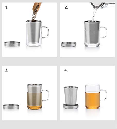 SAMADOYO High Grade Glass Tea Cup Home or Office Teacup W/t 304# Stainless Steel Infuser & Lid Borosilicate Glass SAMA S049A S050A (S050A-500ML)