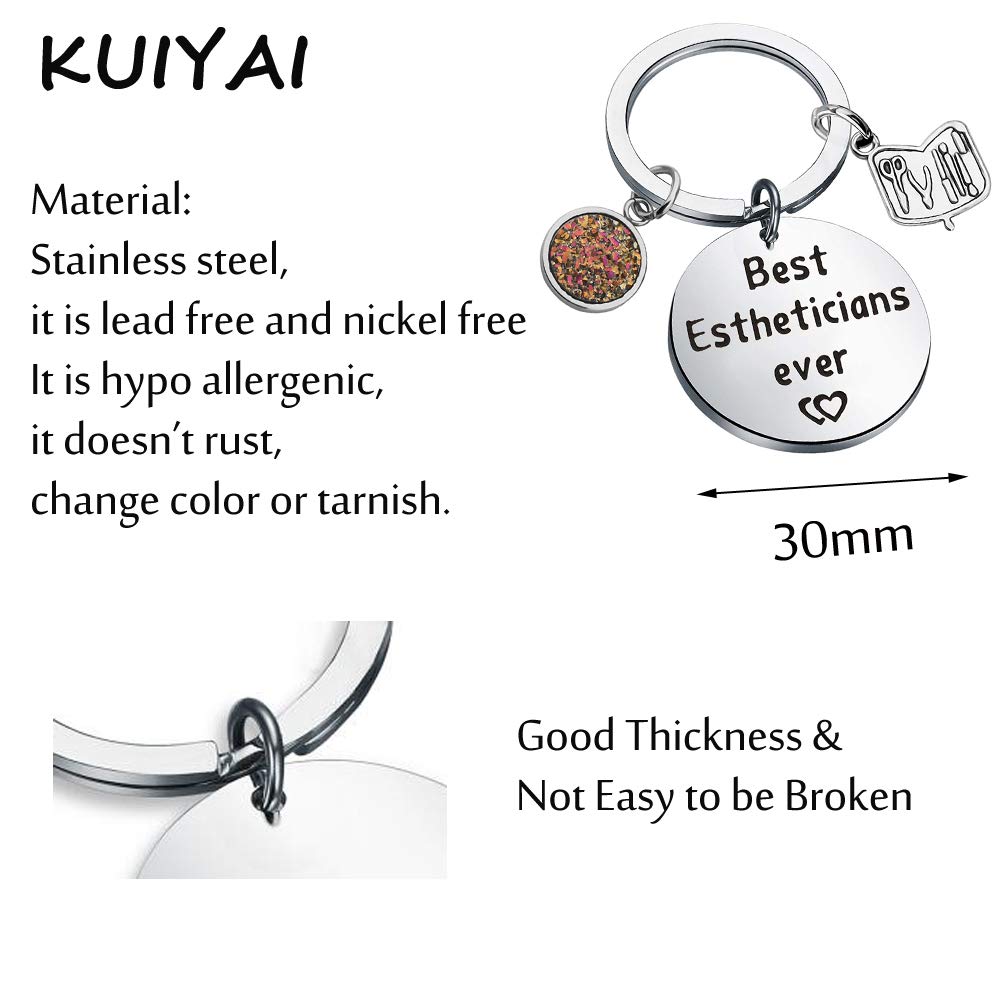 KUIYAI Estheticians Keychain Best Estheticians Ever Keychain with Lipstick Charm Beautician Gift Estheticians Gift (Best Estheticians Ever)