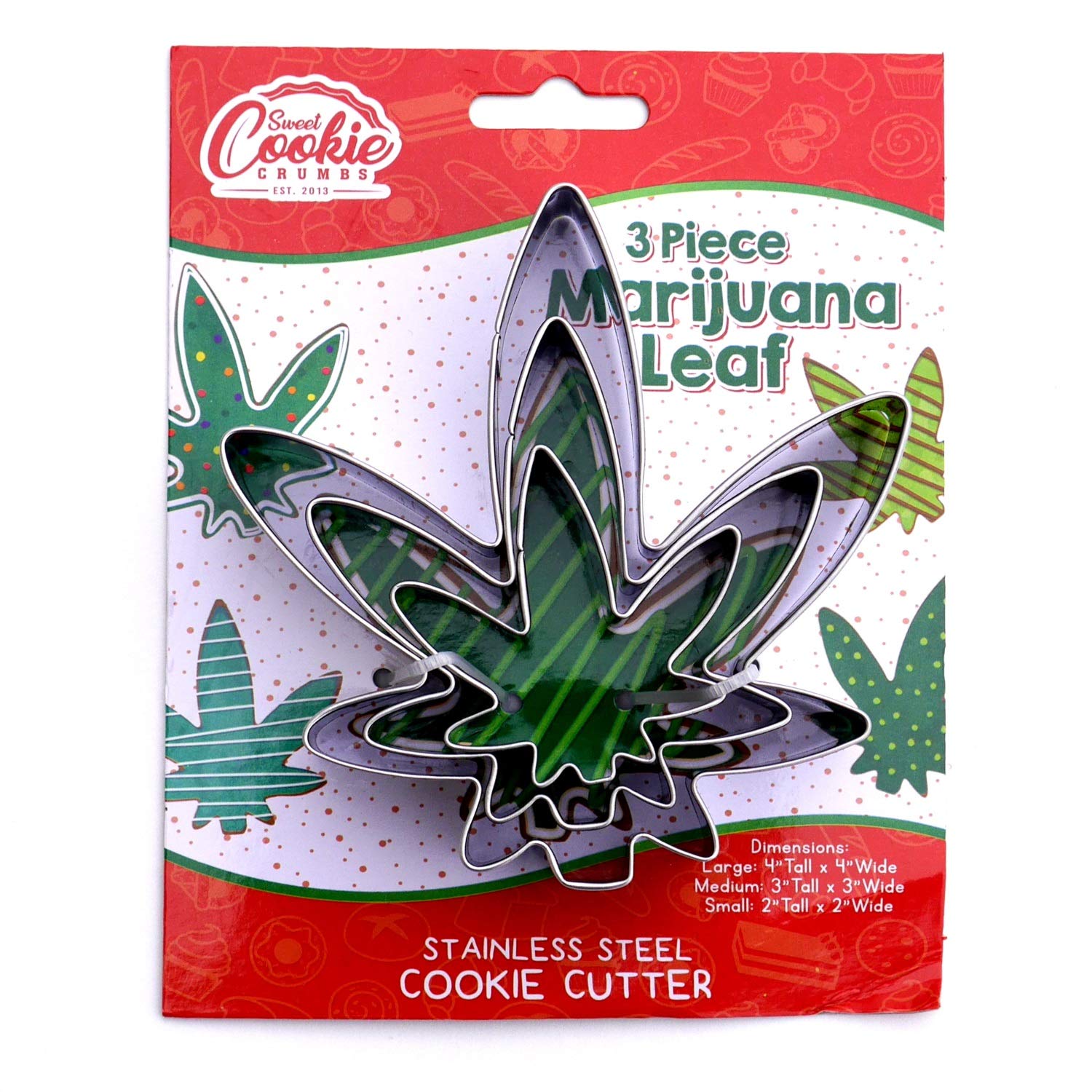 Sweet Cookie Crumbs Cookie Cutter - 3 Piece Set - Stainless Steel (Hemp Leaf)