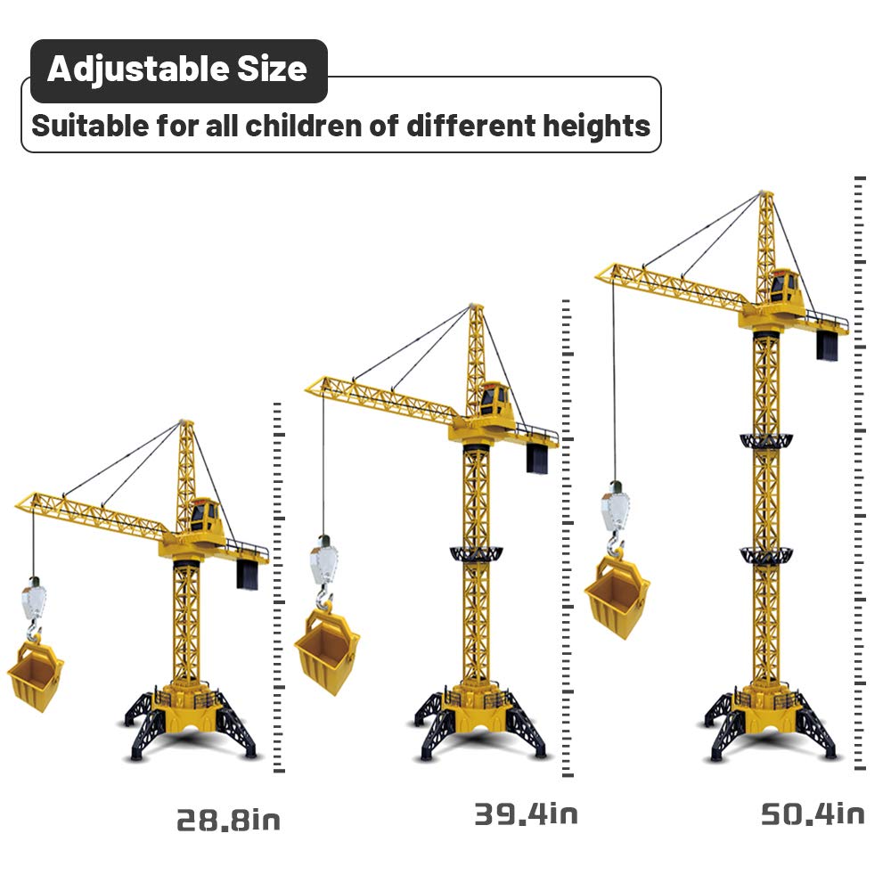 Mini Tudou RC Crane Toy,50.4 inch Tall 2.4GHz Remote Control Robotic Excavator,Educational Construction Vehicles Toy for Ages 6,7,8,9 Boys or Girls