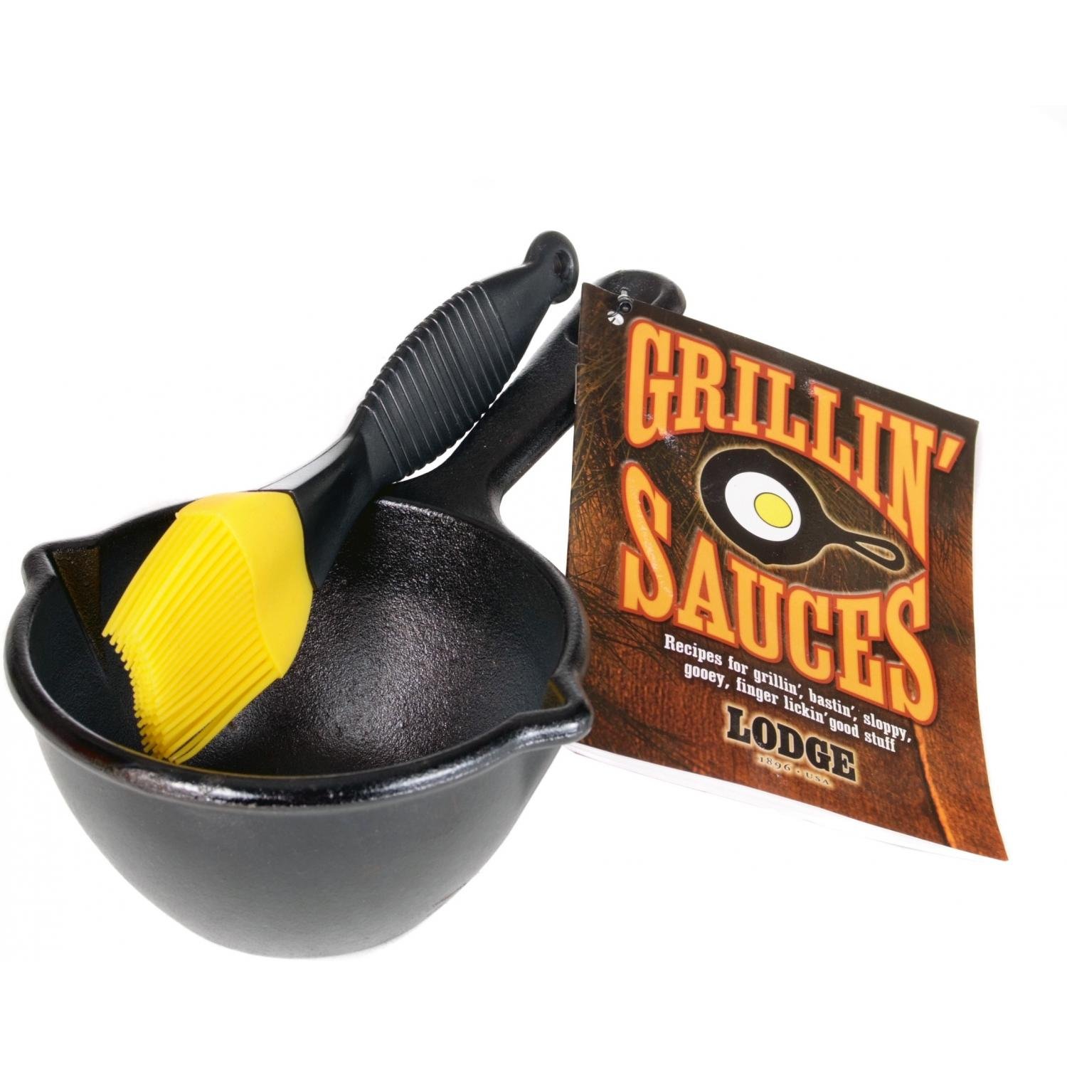 Lodge Grilling Sauces Kit with Melting Pot, Basting Brush, Recipe Booklet