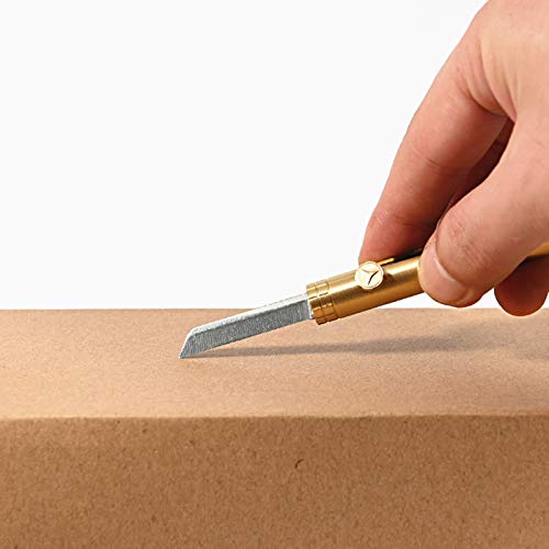 SZHOWORLD Brass Mini Utility Knife - EDC Pocket Knife, Small Compact Box Cutter with Special High Carbon Alloy Steel, Upgraded Version (Brass)