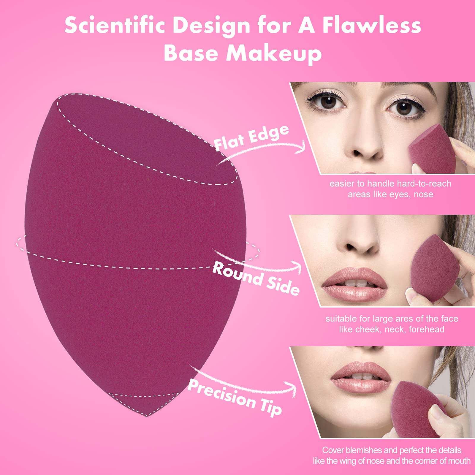Makeup Sponge Blender Set, Beauty Makeup Sponges Latex-free Blender 5pcs + Beauty Sponge Holder 1pc